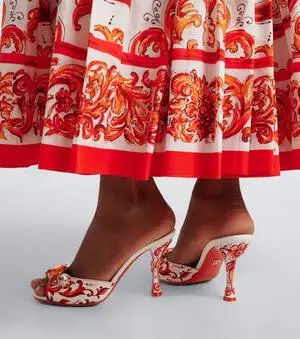 Dolce & Gabbana Majolica Embellished Brocade Mules
