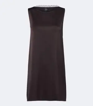 LESET Barb Lace-trimmed Satin Minidress - Brown