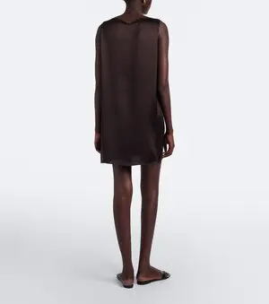 LESET Barb Lace-trimmed Satin Minidress