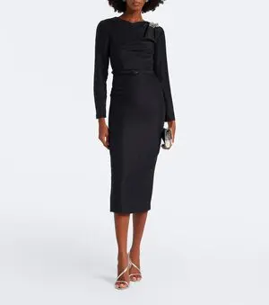 Roland Mouret Crystal-embellished Jacquard Midi Dress