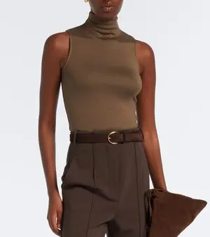 Ralph Lauren Silk-blend Turtleneck Top - Brown