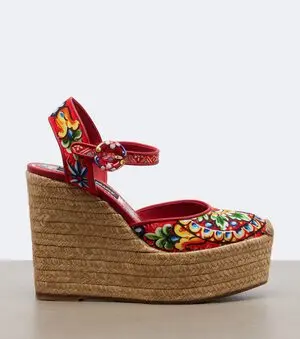 Dolce & Gabbana Carretto Canvas Espadrille Wedges