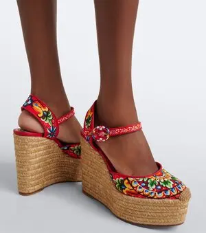 Dolce & Gabbana Carretto Canvas Espadrille Wedges