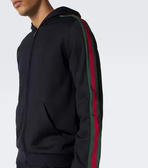 Gucci Web Stripe Silk And Cotton Jersey Hoodie