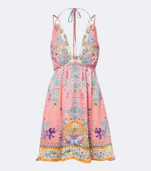 Camilla Floral Embellished Silk Minidress - Multicoloured