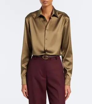 Ralph Lauren Adrien Satin Shirt - Green