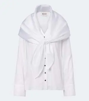 Tove Nia Cotton Poplin Shirt With Draped Shawl Detail