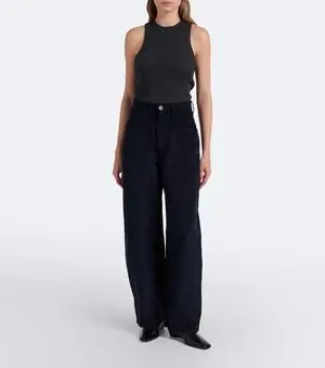 RÓHE Berber Cotton Corduroy Barrel-leg Pants - Blue