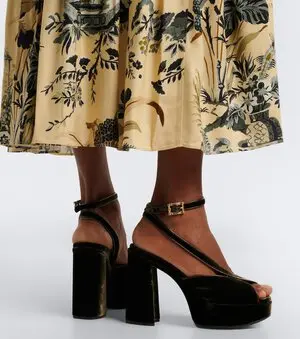 Etro Velvet Platform Sandals