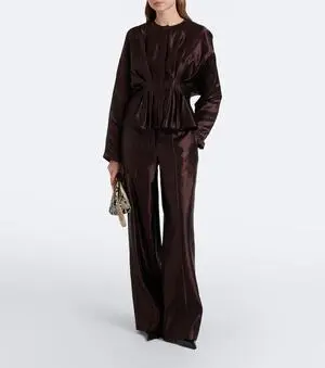 JOSEPH Linen And Silk Wide-leg Trousers