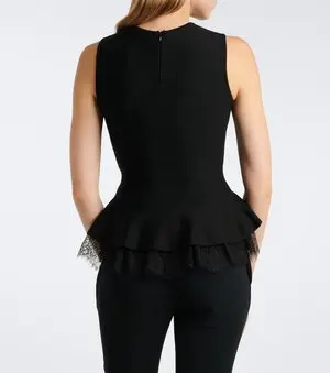 Alexander McQueen Lace-trimmed Peplum Top