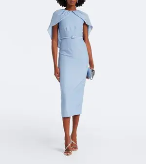 Roland Mouret Belted Caped Midi Dress