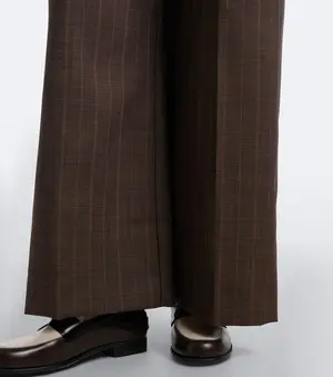 GANNI Striped Wool Wide-leg Pants