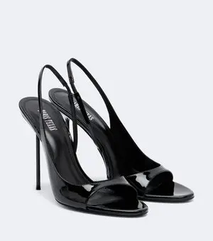 Paris Texas Lidia Patent Leather Slingback Sandals - Black