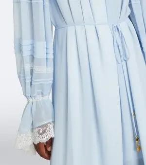 XU ZHI Ruffled Off-shoulder Lace-trimmed Maxi Dress