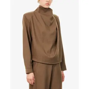 THE COUTURE CLUB Check Funnel-neck Woven Top