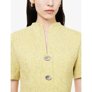 Oddmuse Short-sleeve Button-front Bouclé Mini Dress