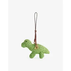 COACH Dino Logo-plaque Raffia Bag Charm