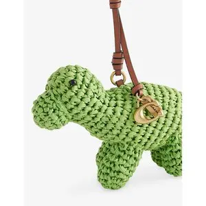 COACH Dino Logo-plaque Raffia Bag Charm