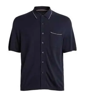 Rag & Bone Silk-cotton Short-sleeve Conrad Shirt - Navy