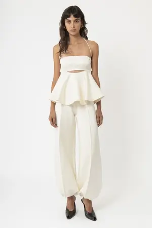 Arakii High Waisted Suit Trousers With Flared Legs - Off-white