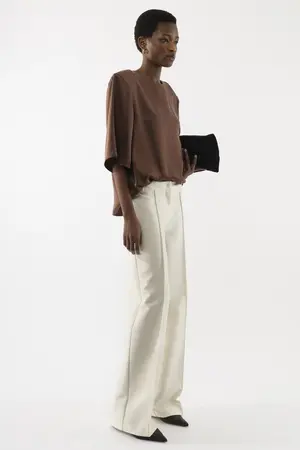Arakii Boxy Silk Top - Brown