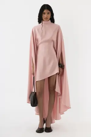 Arakii Poncho Turtleneck Maxi Dress - Light Pink