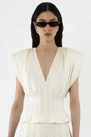 Arakii Deep V-neck Silk Top