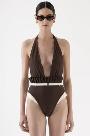 Arakii Deep V Pleated Swimsuit