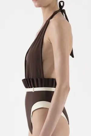 Arakii Deep V Pleated Swimsuit