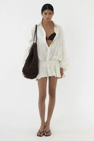 Arakii Balloon Shirt Dress - Off-white