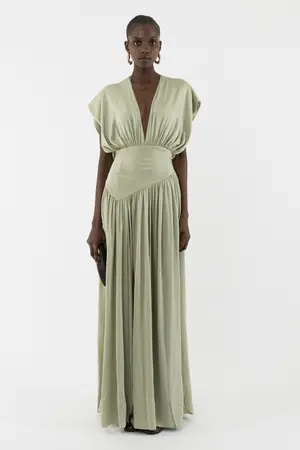 Arakii Maxi Silk Dress - Light Green