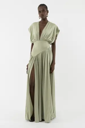 Arakii Maxi Silk Dress - Light Green