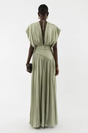 Arakii Maxi Silk Dress - Light Green