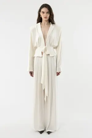 Arakii Front Tie Silk Blouse - Off-white