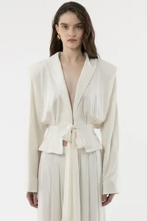 Arakii Front Tie Silk Blouse