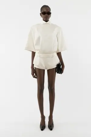 Arakii Tailored Boxy Playsuit - Creme White