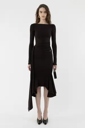 Arakii Jersey Ankle Skirt - Dark Brown