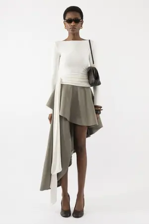Arakii Jersey Draped Long Sleeve Top - Off-white