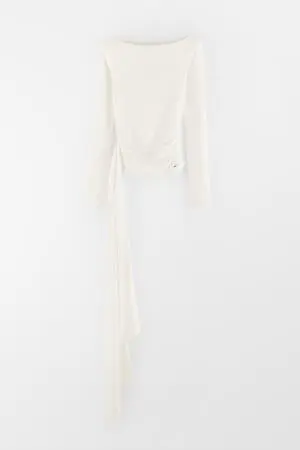 Arakii Jersey Draped Long Sleeve Top - Off-white