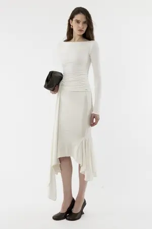 Arakii Jersey Draped Long Sleeve Top - Off-white