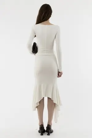 Arakii Jersey Draped Long Sleeve Top - Off-white