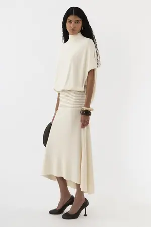 Arakii Mist Midi Dress - Off-white