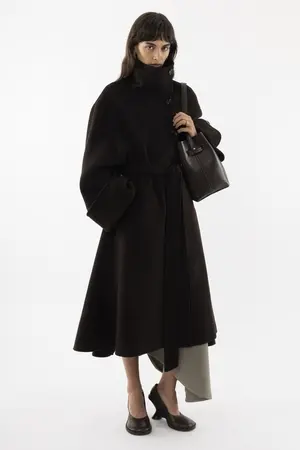 Arakii Double Faced Wool Coat - Dark Brown