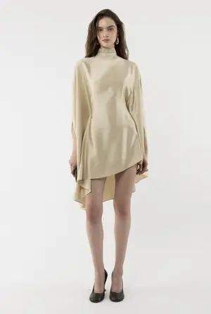 Arakii Poncho Turtleneck Dress