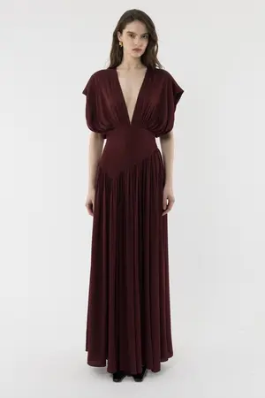 Arakii Maxi Silk Dress - Burgundy