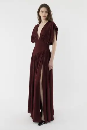 Arakii Maxi Silk Dress - Burgundy