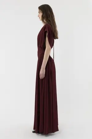 Arakii Maxi Silk Dress - Burgundy