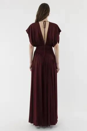 Arakii Maxi Silk Dress - Burgundy