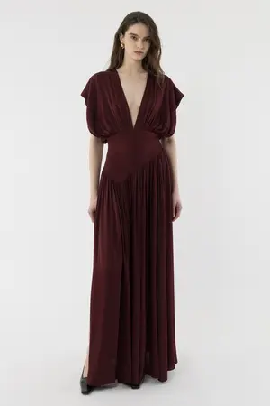 Arakii Maxi Silk Dress - Burgundy